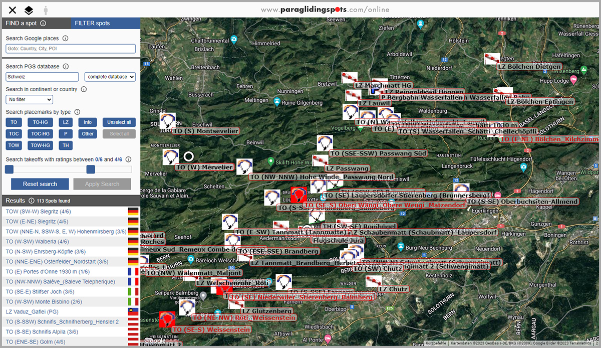 paraglidingspots.com - Paragliding Flying Sites